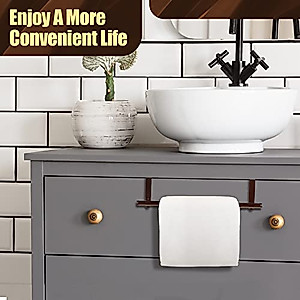 2 Pack Towel Rack for Cabinet Steel over Door Towel Rack Modern over Cabinet Towel Hanger Towel Bar Holder 9 Inch Storage Organizer for Universal Fit on Kitchen Bathroom over Cabinet Cupboard (Bronze)