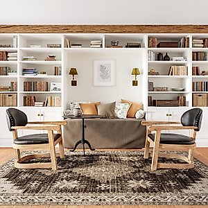 Rugs USA x Lauren Liess Clovebud Geometric Machine Washable Area Rug, 9x12, Brown