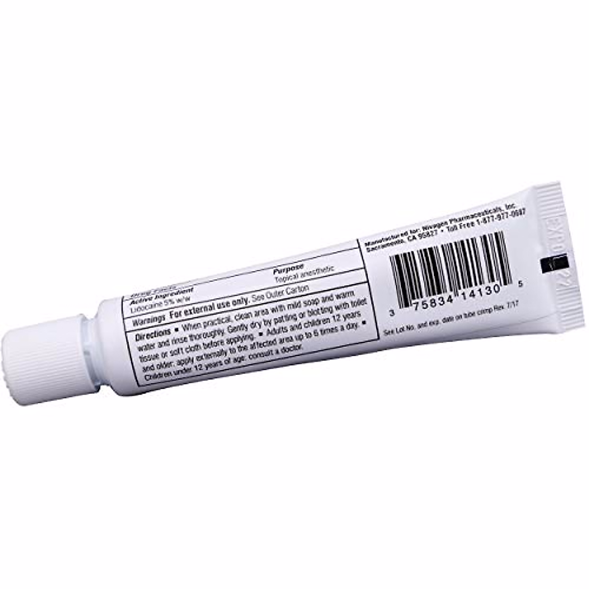 Nivagen Maximum Strength Lidocaine 5% Anorectal Cream | Hemorrhoid Relief from Pain, Itching, Burning | 30 Gram Tube Lidocaine 5% Cream