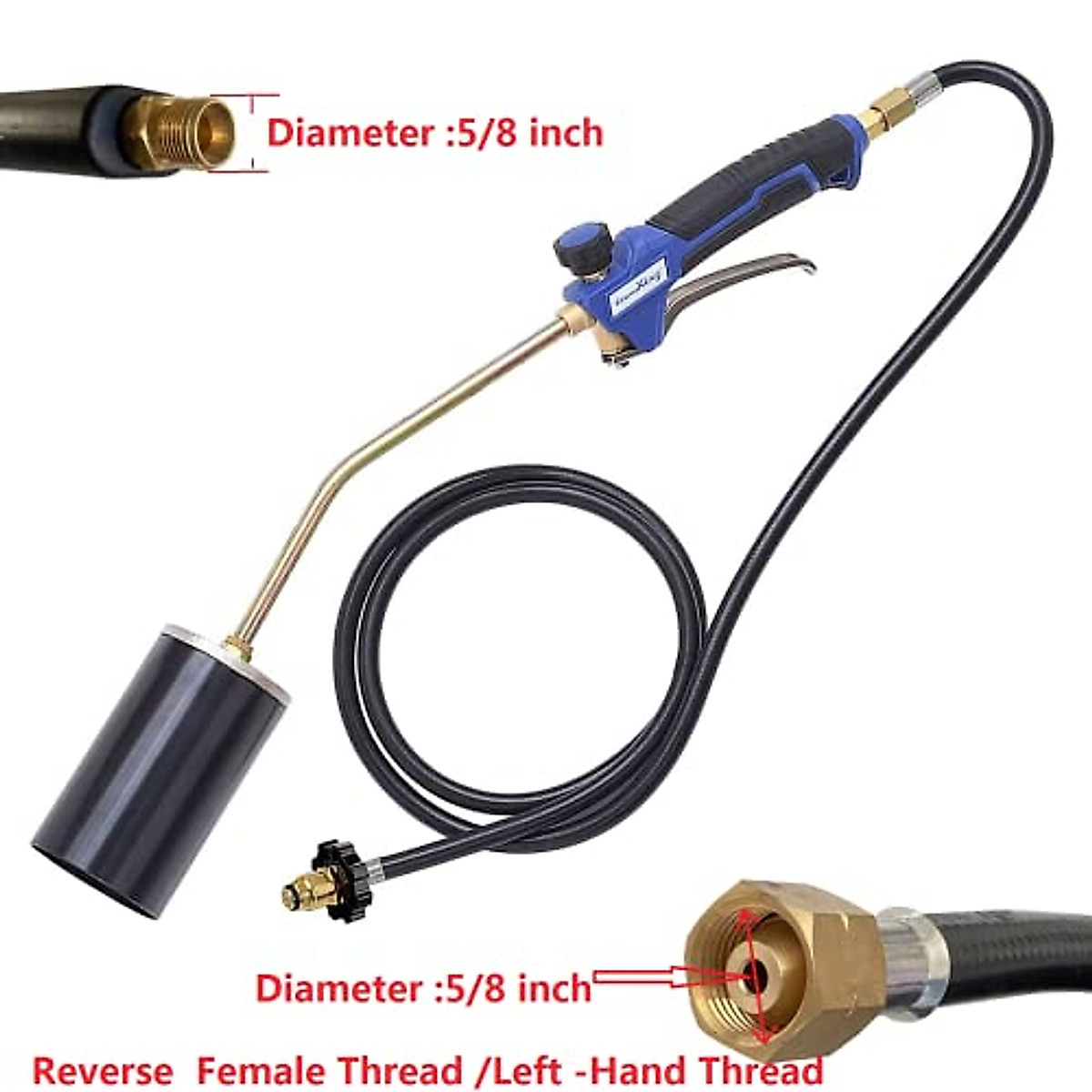 MCAMPAS Propane Torch Hose Weed Burner Hose Adapter for Use Connects to U.S.Any Standard Propane Tank to Propane Weed Burner Torch Head Burner 12 Feet High Pressure Extension Hose 350 PSI