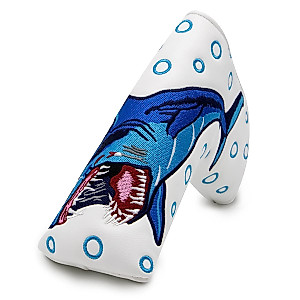 Shark Golf Blade Putter Club Head Cover Headcover Magnetic for Golf Clubs fits Blade Style Putters - Synthetic Leather Putter Cover for Scotty Cameron Select Newport series Putters
