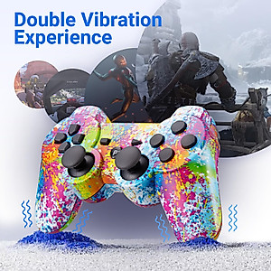 PS-3 Controller, 2 Pack Wireless Controller for PS3 for Sony Playstation-3, Double Shock, Bluetooth Connection, Rechargeable, Motion Sensor, Upgraded Remote Gamepads for PS3, 2 x USB Charging Cords
