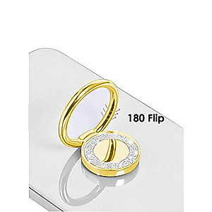 lenoup Glitter Bling Bling Phone Ring Holder,Sparkle Phone Ring Kickstand, Cell Phone Finger Ring Grip for Almost All Phones/Pad(Gold)