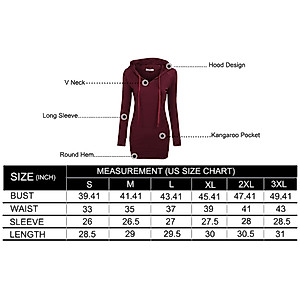 BEPEI Womens Long Sleeve Tunic Sweatshirt String Hoodie with Pocket Extra Long Tunic Sweaters to Wear with Leggings Fall and Winter Tops Trendy 2024 Dressy Casual Clothing Plain Warm Hoodies Black S