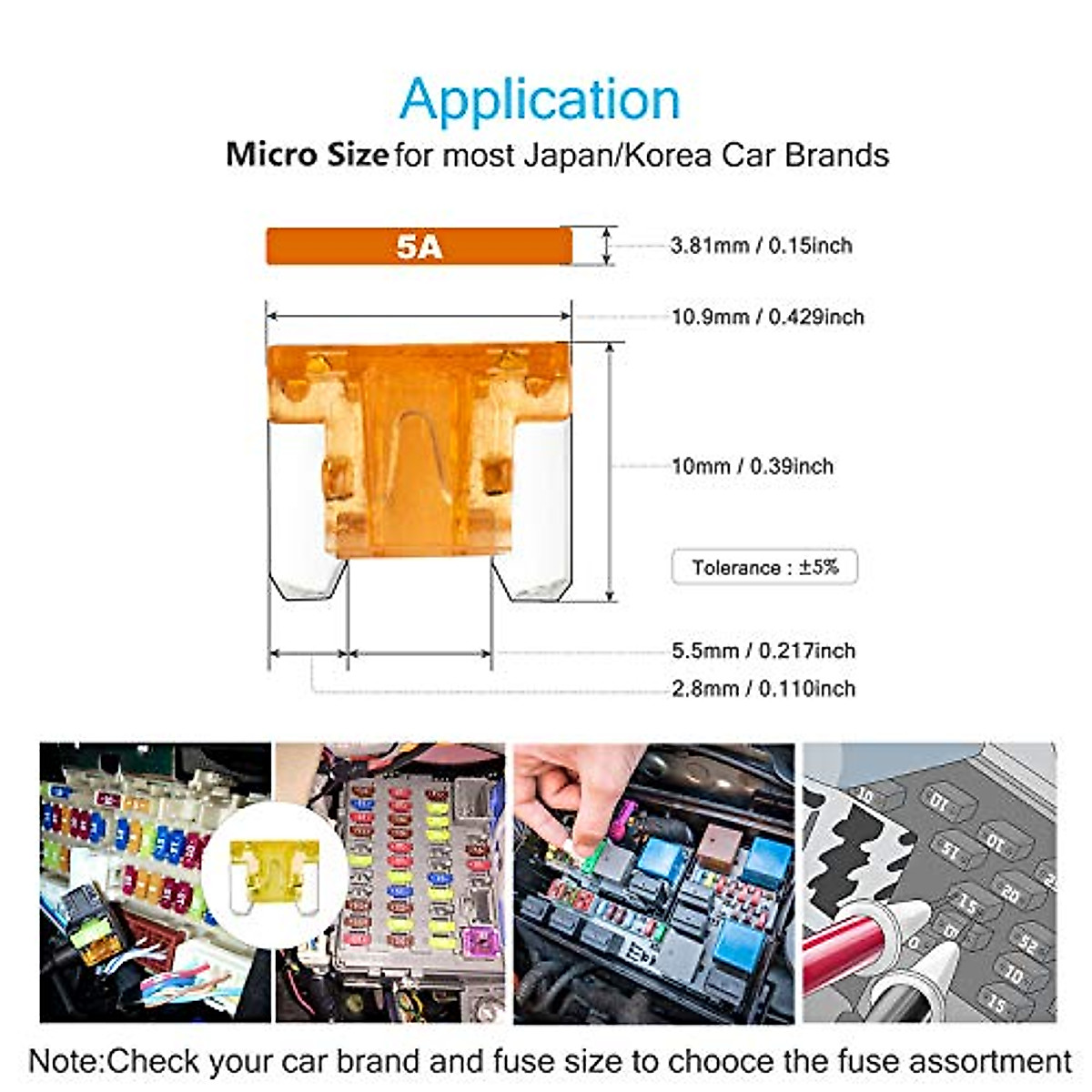 Chanzon Micro Low Profile Mini Blade Fuse Assortment Kit Box (5A 7.5A 10A 15A 20A 25A 30A) for Auto Car Truck RV Automotive Motor Boat Replacement 50pcs