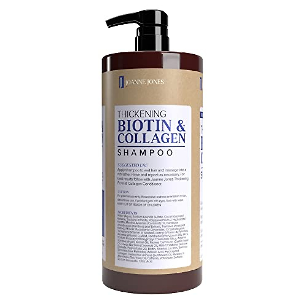 Joanne Jones Thickening Biotin & Collagen Shampoo, 960ml/32 fl oz, Noticeably Thicker and Fuller Looking Hair, Cruelty Free, Paraben Free