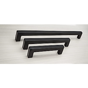 Richelieu Hardware BP9466320900 Sheffield Collection 12 5/8-inch (320 mm) Center-to-Center Matte Black Traditional Rectangular Pull Handle for Barn Doors, Cabinets, Drawers, and Furniture