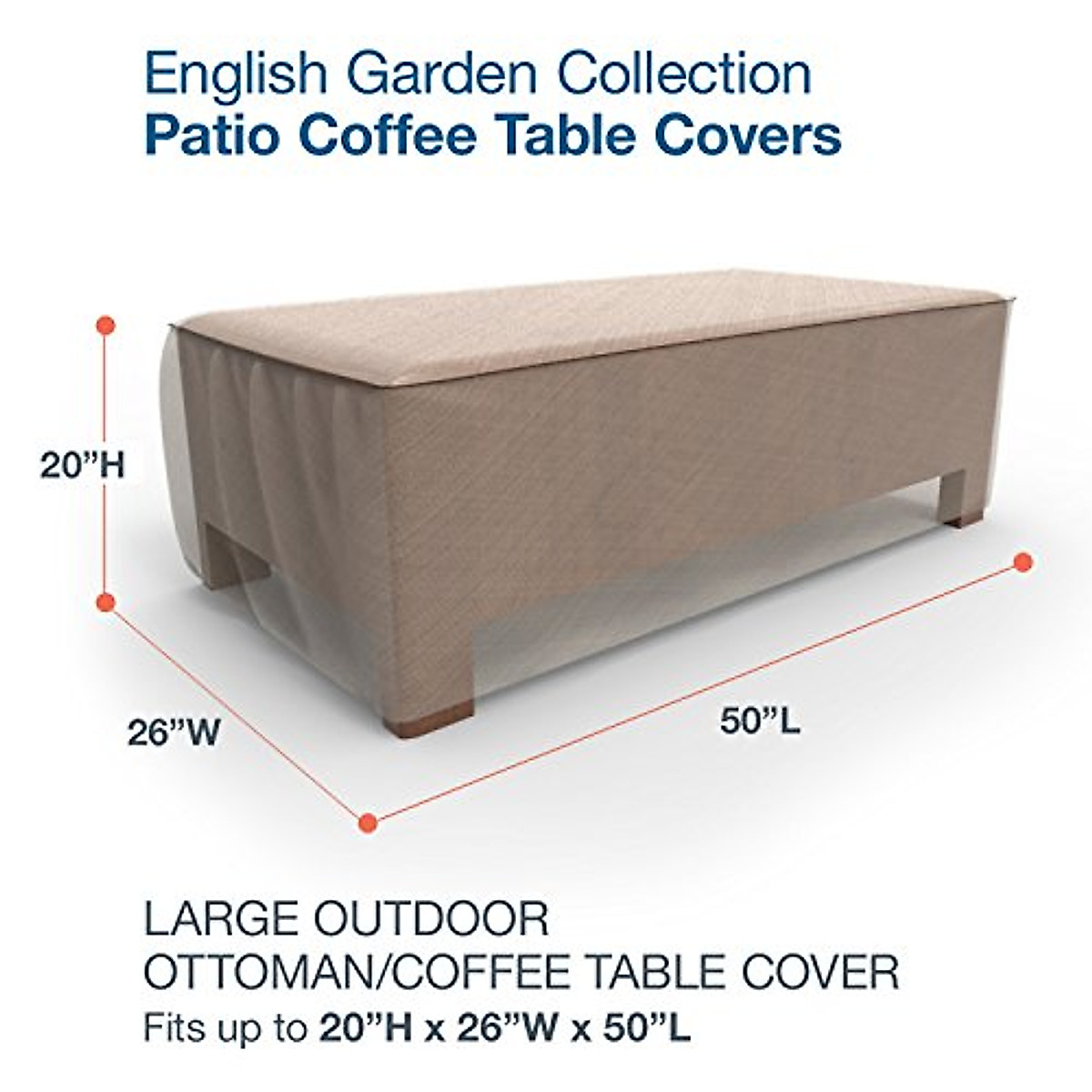 Budge P5A36PM1 English Garden Patio Ottoman/Coffee Table Cover Heavy Duty and Waterproof, Large, Two-Tone Tan