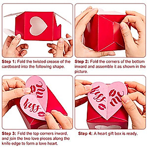 Whaline 24Pcs Valentine's Day Treat Boxes Red Rose Red Pink Heart Cardboard Box with Window 3 Inch Valentines Gift Container with Instruction for Goodie Cookie Candy Sweet Crafts Party Favor Supplies