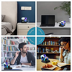 Charging Station for Multiple Devices, 5 Ports Charging Dock with 4 Cables, UL Certified Safety, Compatible with Smart Phones, Tablets, iWatch, AirPods, Earbuds