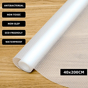 4 Rolls EVA Plastic Shelf Liner, Non-Adhesive Cabinet Drawer Shelf Liner, Non-Slip Fridge Liner, Kitchen Drawer Mats Cupboard Shelf Liner for Kitchen Home – (15.7 in x 6.56ft)/Roll, Clear