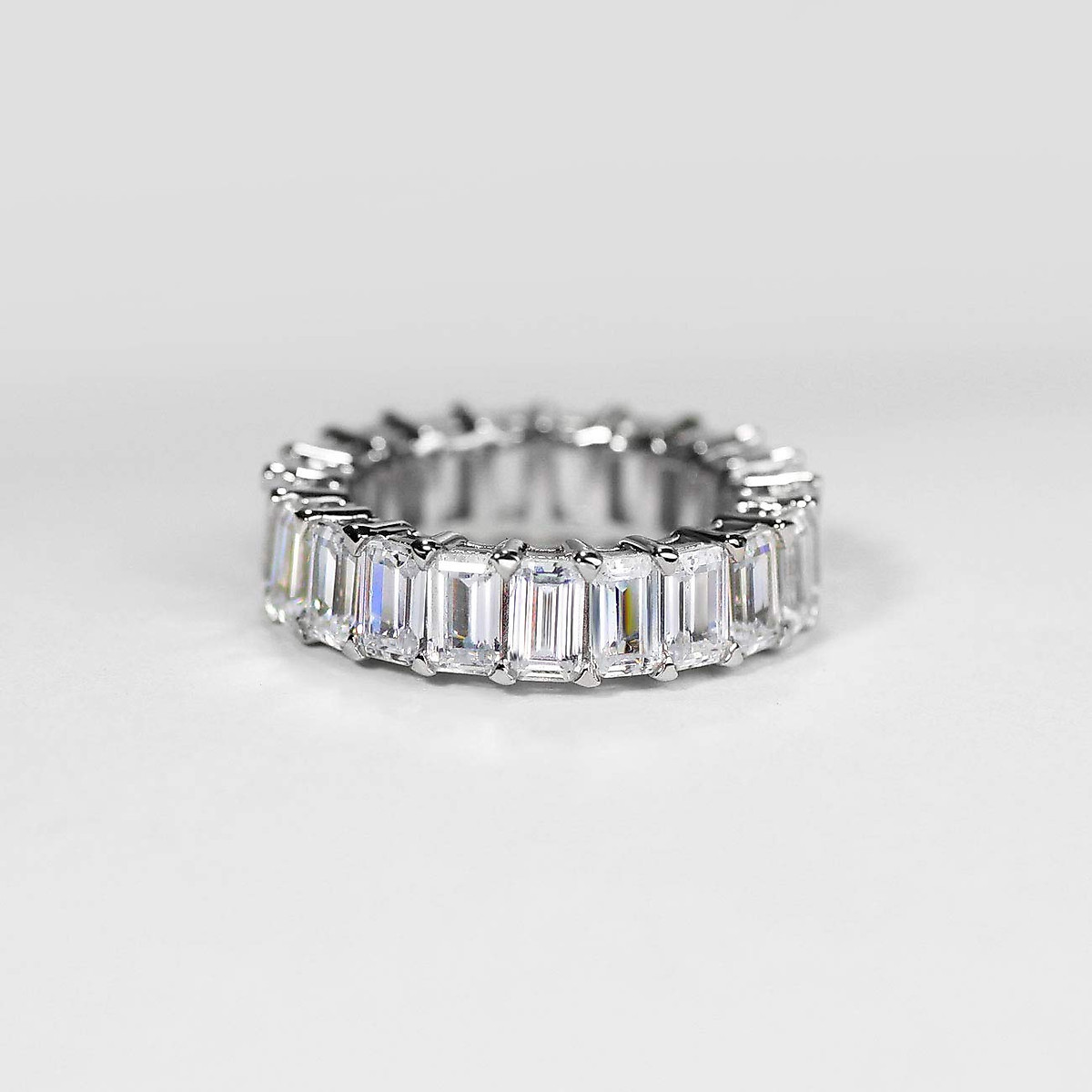 Michooyel S925 6ct Emerald Cut Diamond Eternity Ring Wedding Band Ring Engagement Sterling Silver Fine Jewelry For Women