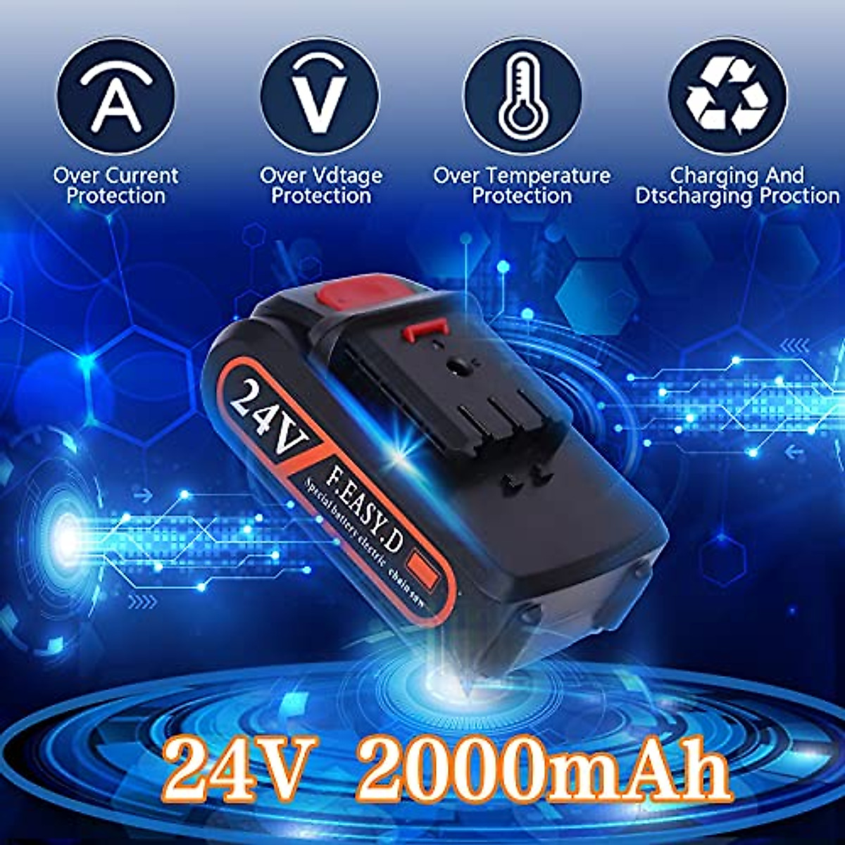 F.EASY.D Mini Chainsaw 4-Inch Cordless Electric Protable Chainsaw with 2 Battery, One-Hand 0.7kg Lightweight, Pruning Shears Chainsaw for Tree Branch Wood Cutting (4inch Black)