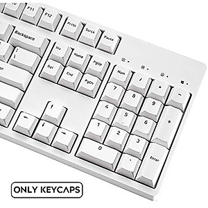 Bow Keycaps, 139 White Keys PBT Cherry Profile Double Shot for filco Cherry Ducky iKBC Mechanical Gaming Keyboard (White)
