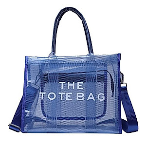 Clear Tote Bag for Women - Small PVC Transparent the Tote Bag See Through Shoulder Crossbody Bag Handbag Blue