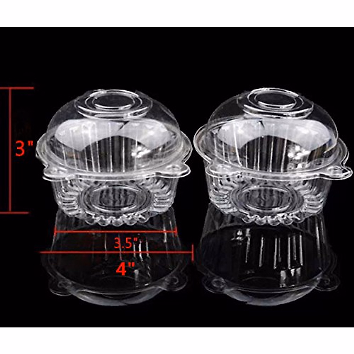 Leoyoubei 100 pieces BPA Free Clear Plastic Single Individual Cupcake Boxes,Muffin Dome Holders Cases Boxes Cups Pods,Clamshell Container Cupcake Holders,Great for Parties or Cake/Muffin Sales