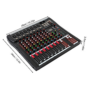 8 Channel Mixing Console Audio Mixer Bluetooth Studio Audio Mixer Sound Mixing Console Desk System Interface with USB Drive for PC Recording AC 110V