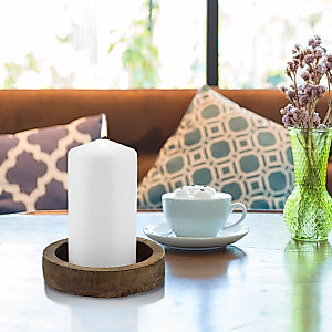 Stonebriar Tall 3x6 Inch Unscented Pillar Candles,White, 6 count