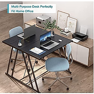 Computer Desk Mehoom Study Desk for Home Office, Writing Desk for Small Space Office, Modern Simple Design Laptop Desk, Small Computer Table, 35.4" Black Corner Desk