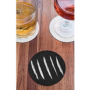 Enclave Haven, Set of 4 Coke Line Coasters Neat, 4x4 Inch, Adult Funny Room Decor, Funny Cocaine Coasters, Funny Coasters For Adults, Gag Gift Coasters Desk Decor