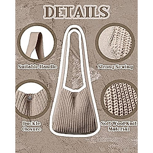 Sweetude Crochet Bags for Women Hand Crocheted Tote Bags Shoulder Knitted Woven Crocheted Tote Bags Large Handmade Aesthetic Cute Bags Shopping Travel School