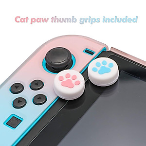 HEATFUN Dockable Case for Nintendo Switch, Switch Hard Shell Case and Switch Thumb Grips - Pink and Blue