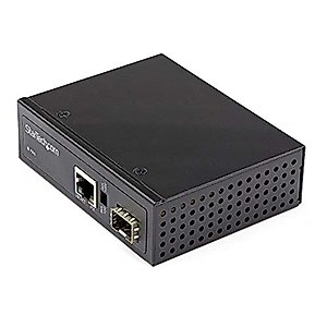 StarTech.com PoE+ Industrial Fiber to Ethernet Media Converter 60W - SFP to RJ45 - Singlemode/Multimode Fiber to Copper Gigabit Ethernet - Compact Size - IP-30/ -40 to +75C, TAA (IMC1GSFP60W)