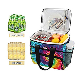 ALAZA Abstract Swirl Design Tie Dye Large Lunch Bag Insulated Lunch Box Soft Cooler Cooling Tote for Grocery, Camping, Car