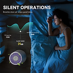 VENDFO Air Purifiers for Bedroom, H13 HEPA Air Purifiers - 24dB Ultra-Quiet Sleep Mode, 360° Outlet Air Cleaner, 99.97% Particle Capture - Perfect for Home, Smoker, Allergies, VF10 (Cream White)