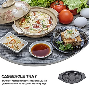 Home Decor Home Decoration 2Pcs Melamine Korean Cooking Stone Bowl Trivet Dolsot Ttukbaegi Stone Bowl Tray Hot Pot Mat for Bibimbap Korean Food and Soup 23.5X20X2.5CM Home Decor Plastic Tray