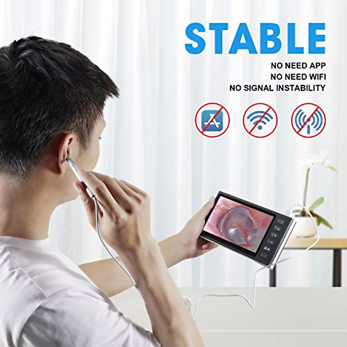 Digital Otoscope with 7 Inch IPS Screen, Hiacinto Ear Wax Removal Tool Camera, 3.9mm HD Ear Scope Otoscope with Light, Ear Camera and Wax Remover, Supports Photo Snap and Video Recording, 32GB Card