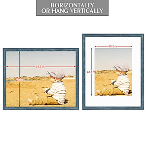 Golden State Art, 16x20 Picture Frame with Mat for 11x14 - High Definition Glass Wall Mounting Horizontal Vertical Display (Blue, 2 Pack)