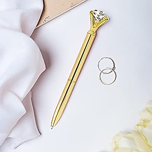ETCBUYS Diamond Gold Metal Pens - Ballpoint Pens for Bridesmaids Gifts, Gold Fancy Pens, Office Decor for Women, Pens with Diamonds on Top | Metal Crystal Pen | Black Ink 12 Diamond Pens