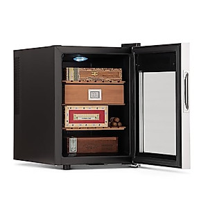 NewAir Electric Cigar Humidor Wineador | 250 Count | Stainless Steel Cooler with Opti-Temp Heating, Cooling Function 54-74F, and Spanish Cedar Shelves NCH250SS01