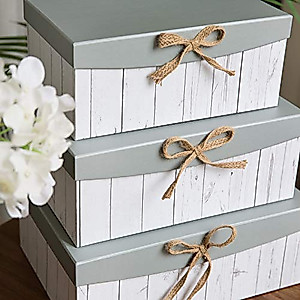 Soul & Lane Decorative Storage Cardboard Boxes (Set of 5) | White Birch Pattern with Hemp Ties | Paperboard Boxes for Organizing