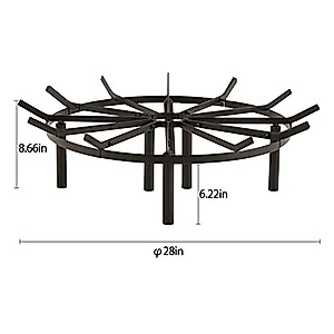 28in Fire Grate Log Grate, Round Spider Wagon Wheel Firewood Grates, Heavy Duty Fire Pit Grate for Outdoor Campfire, Hearth Wood Stove and Outdoor Camping Fire Pit Black