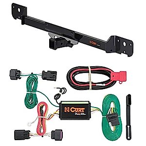 Curt 13295 56209 Class 3 Trailer Hitch 2-Inch Receiver with 4-Way Flat Custom Wiring Harness Bundle