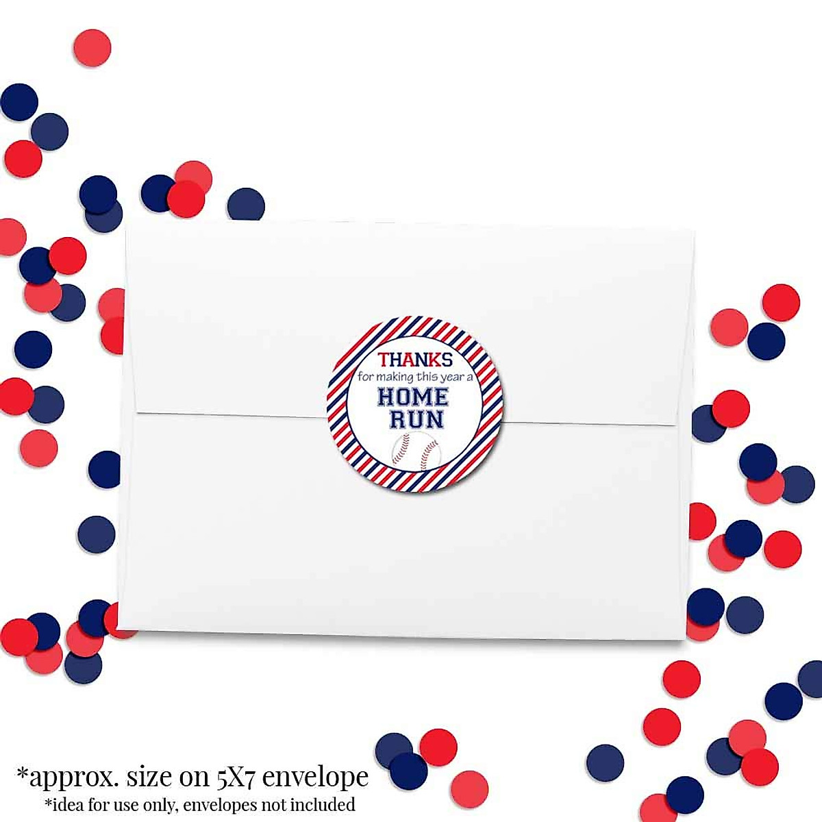 Baseball Home Run Sports Themed Teacher Appreciation Thank You Sticker Labels, 40 2" Party Circle Stickers by AmandaCreation, Great for Envelope Seals & Gift Bags