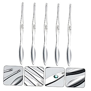 Healvian 5pcs Stainless Steel Crab Fork Tool Heavy Duty Forks Seafood Tools Lobster Eating Tools Prawns Picks Seafood Opener Tool Set Crabs Eating Tools Kit Crabs Eating Fork Silver