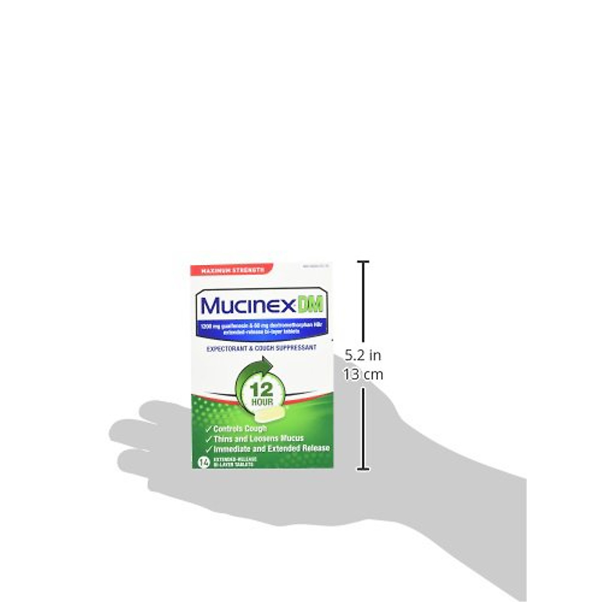 Mucinex DM Maximum Strength 12-Hour Expectorant and Cough Suppressant Tablets, 14 ct