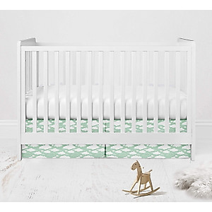 Bacati Clouds in The City Mint Clouds Crib/Toddler Bed Skirt Dust Ruffle, Mint/Grey