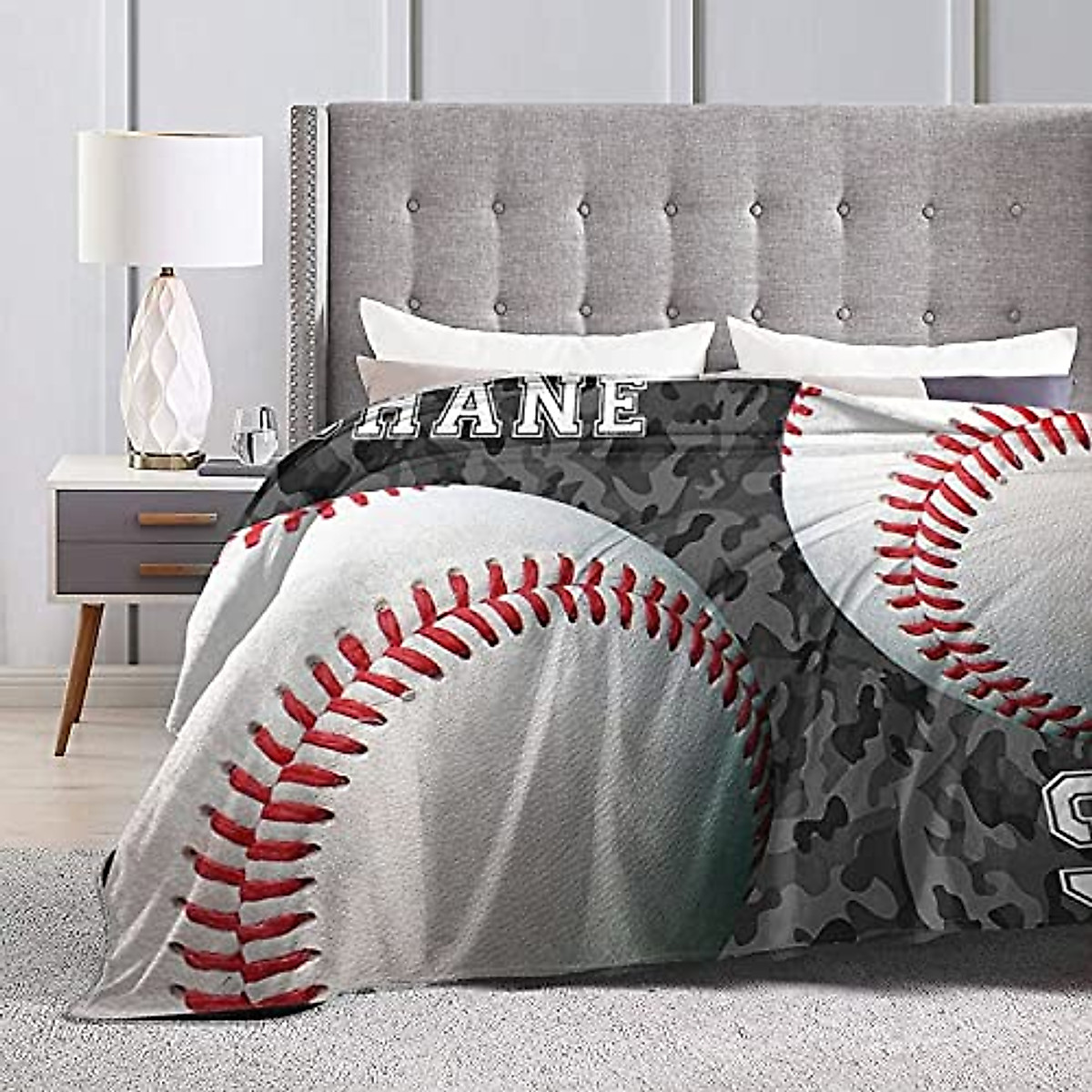 Maylian Personalized Ball Games Baseball Pattern Warm Unique Gift - Coral Fleece Flannel Photo Blanket (13,customX-Large 80 X 60 INCH)