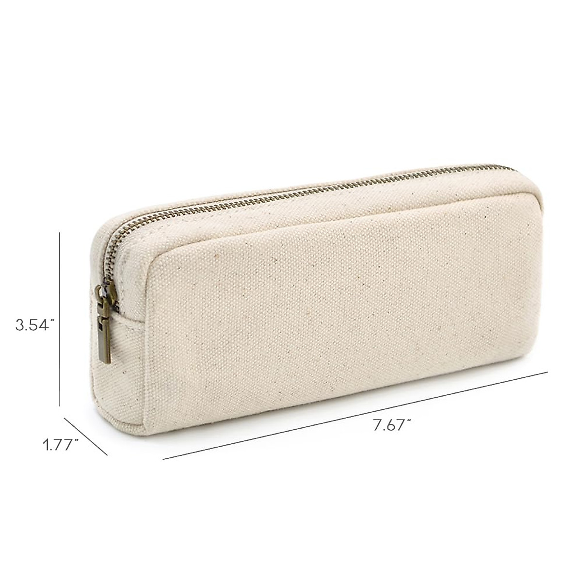 Pencil Pen Case, Dobmit Big Capacity Pencil Pouch Canvas Makeup Bag for Girls and Boys Durable Office Stationery Organizer - Beige