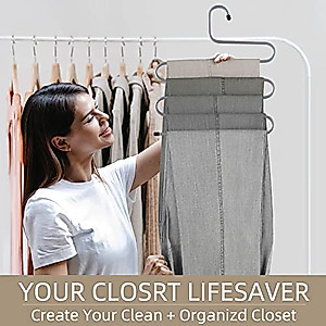 Pants Hanger Multi-Layer S-Style Jeans 6 PACKTrouser Hanger Closet Stainless Steel Rack Space Saver for Tie Scarf Jeans Clothes