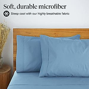 LuxClub 6 PC Sheet Set Bed Sheets Deep Pockets 18" Eco Friendly Wrinkle Free Sheets Machine Washable Hotel Bedding Silky Soft - Denim Queen