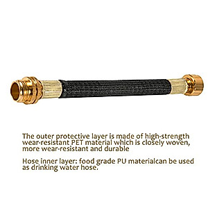 persevere 0.8ft Garden Hose Extension Flexible Water Hose Adapter Short Connector Hose with Integrated Spiral Tube for Hose Reel/RV/Dehumidifier