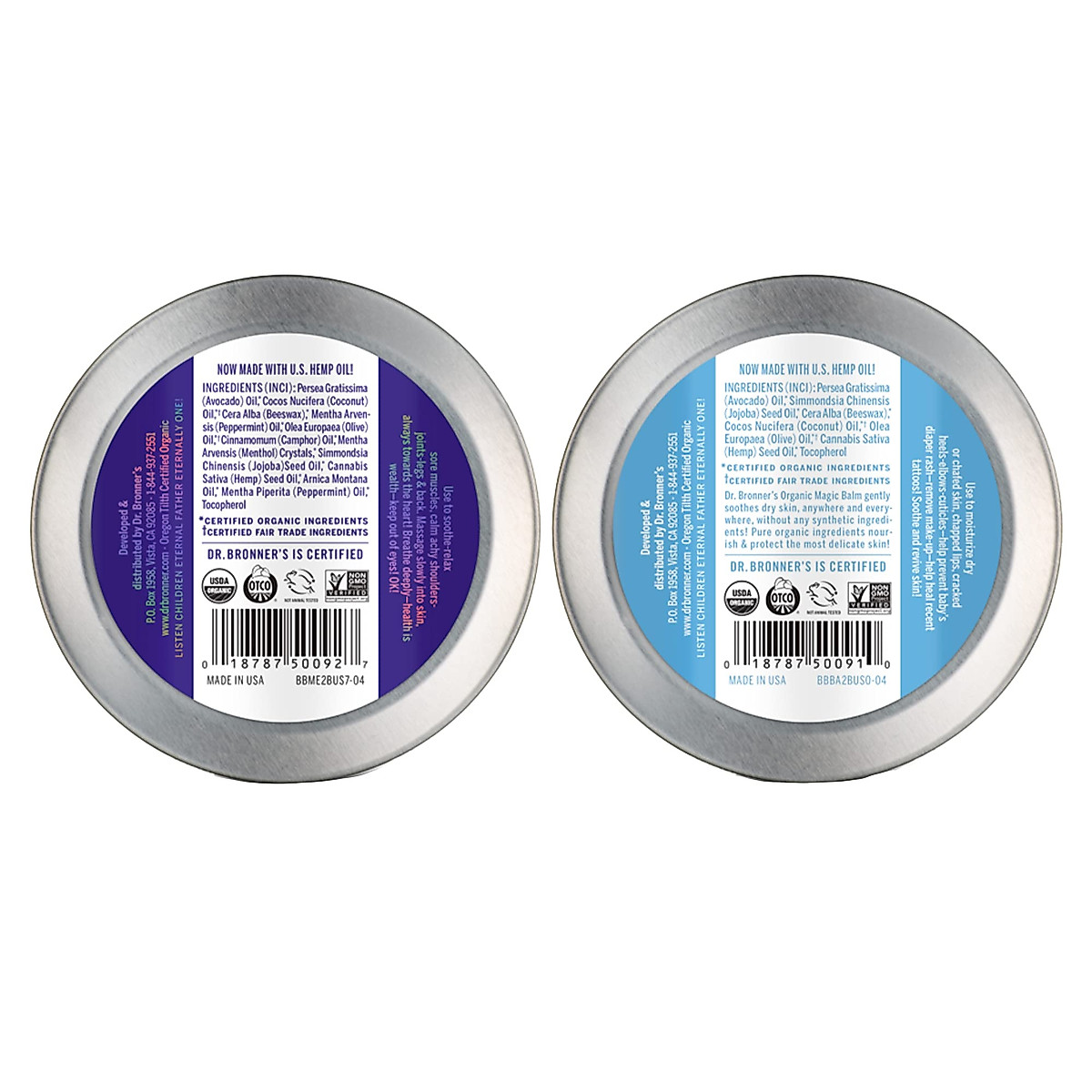 Dr. Bronner's - Organic Magic Balm (2 oz Variety Pack) Arnica-Menthol & Baby Unscented - Made with Organic Beeswax & Hemp Oil, Moisturizes and Soothes Hands, Face & Body | 2 Count