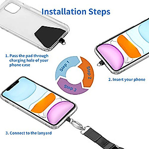 OUTXE Phone Lanyard- 2-Pack Adjustable Neck Strap, 4× Pad with Adhesive, Phone Wrist Strap - 8 × Phone Tether Tabs, 4 × Silicone Phone Bracelet Strap