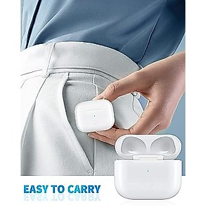 Wireless Charging Case Replacement Compatible with AirPod 3rd Generation, Air Pod 3 Charger Case with Bluetooth Pairing Sync Button Without Earbuds, White
