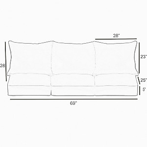 Sorra Home Indoor or Outdoor Deep Sofa Seat Cushion Corded Edges, 6 Piece Set, Tan Beige